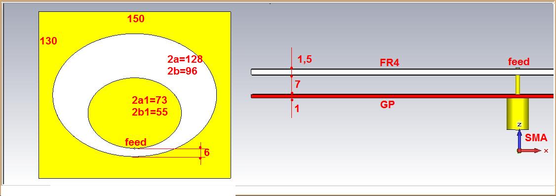 PCB Patch Ellipse - Antennas for 2.4 GHz band - WIFI Antennas