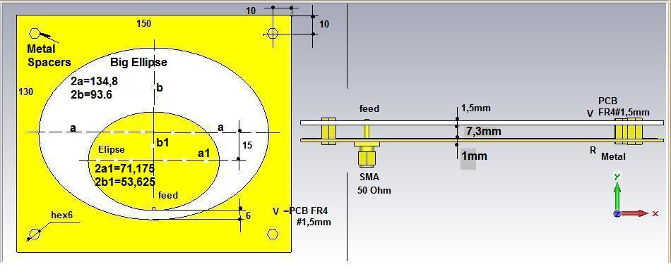 PCB Patch Ellipse - Antennas for 2.4 GHz band - WIFI Antennas