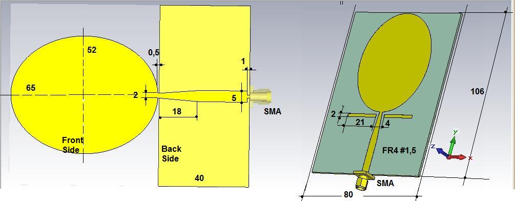 PCB Patch Ellipse - Antennas for 2.4 GHz band - WIFI Antennas